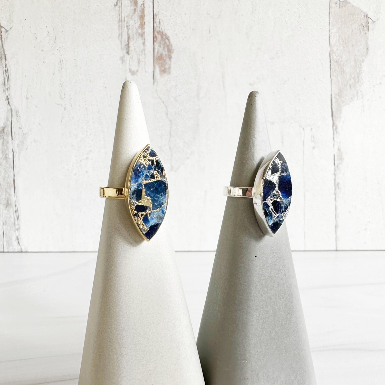 Sapphire Mojave Marquise Statement Ring in in Gold and Silver. Blue ...